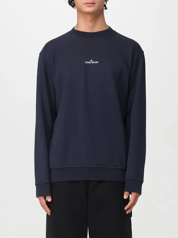 Stone Island Crewneck Sweatshirt With Logo Print - Blue