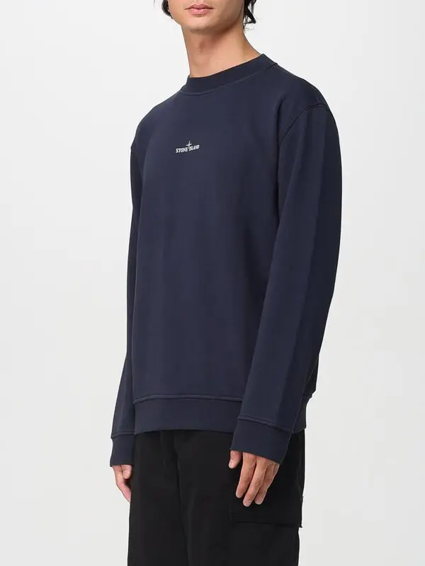 Stone Island Crewneck Sweatshirt With Logo Print - Blue