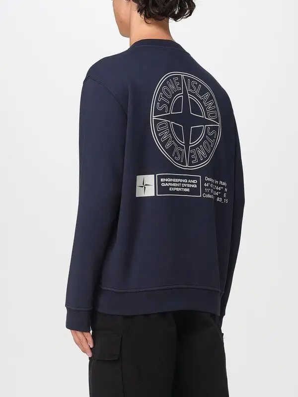 Stone Island Crewneck Sweatshirt With Logo Print - Blue