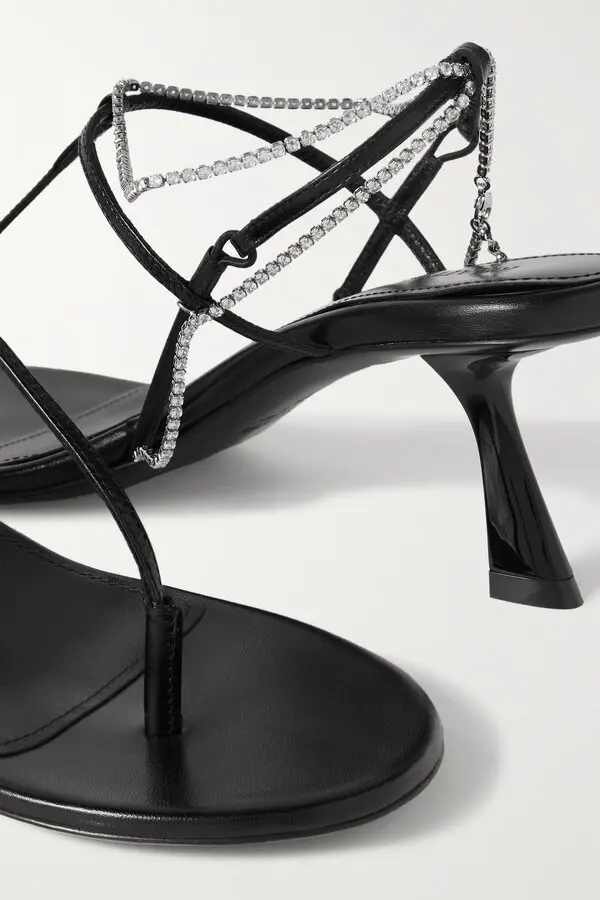 Khaite Linden Crystal Embellished Kitten Heel Sandals
