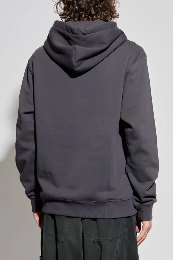 Versace Logo Printed Drawstring Hoodie - Black