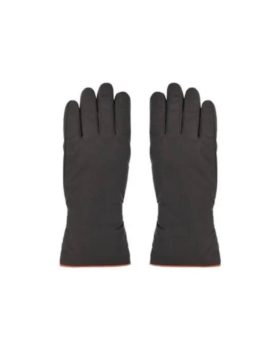 Loro Piana Logo Embroidered Panelled Gloves - Black