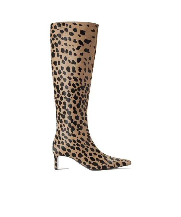 Khaite 55mm Square Toe Leopard Print Knee-high Boots