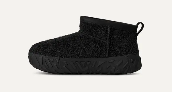 UGG Classic Ultra Mini Wrap Textured Sole Boots - Black