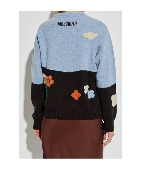 Moschino Landscape Print Crew Neck Sweater - Black