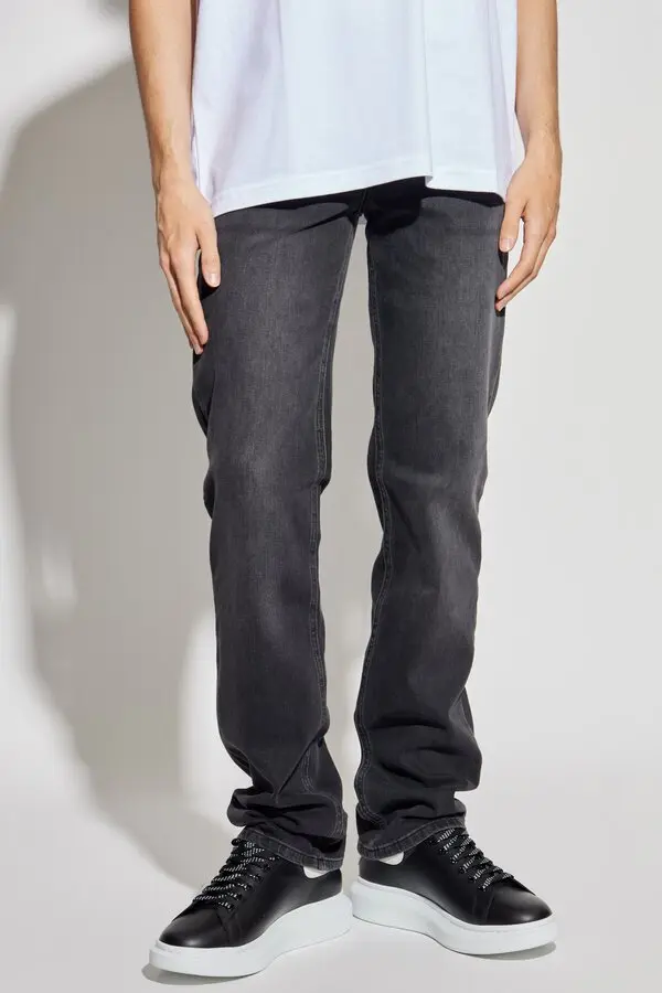 Versace Logo Patch Straight Leg Jeans