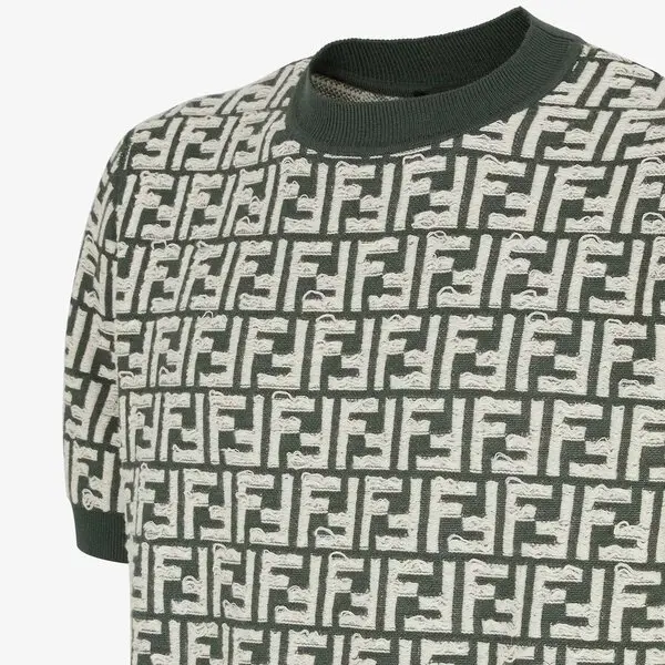 Fendi Ff Motif Fringed-effect Short Sleeved Jumper
