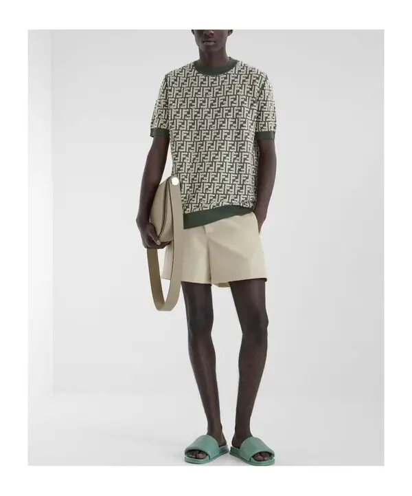 Fendi Ff Motif Fringed-effect Short Sleeved Jumper