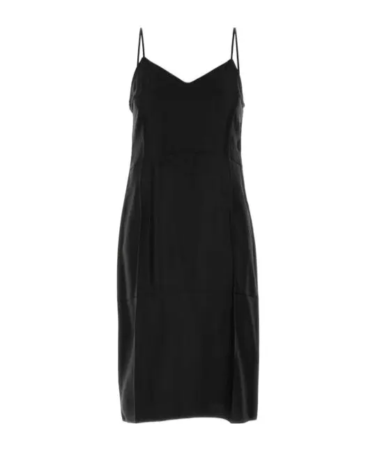 Prada V-neck Sleeveless Midi Dress - Black