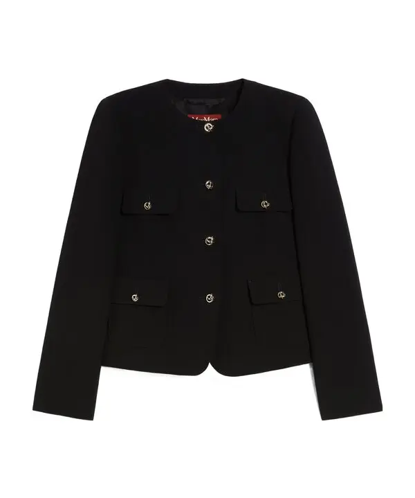 Max Mara Buttoned Crewneck Jacket - Black