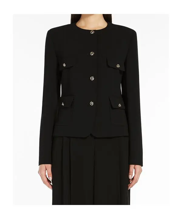 Max Mara Buttoned Crewneck Jacket - Black
