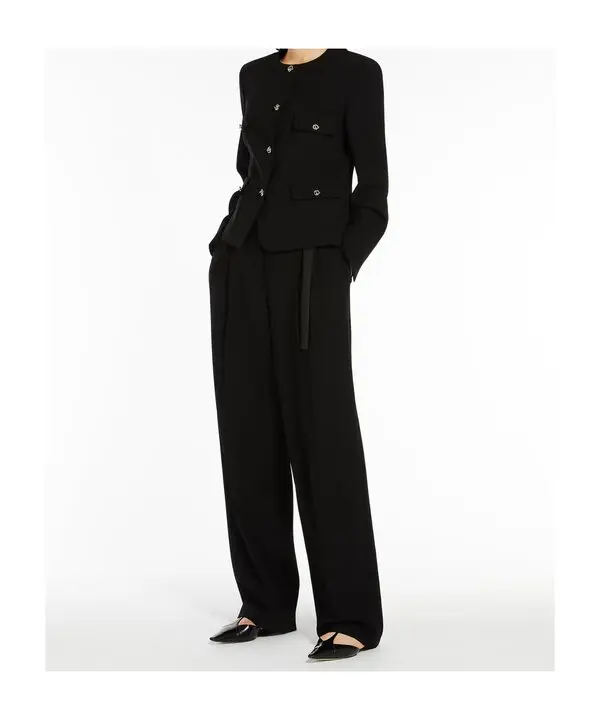 Max Mara Buttoned Crewneck Jacket - Black