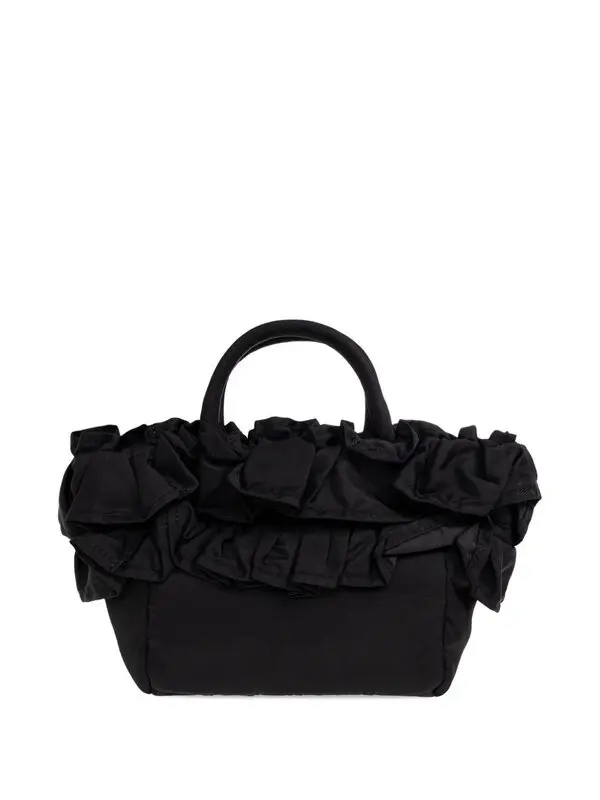 GANNI Ruffled Mini Shopper Bag - Black