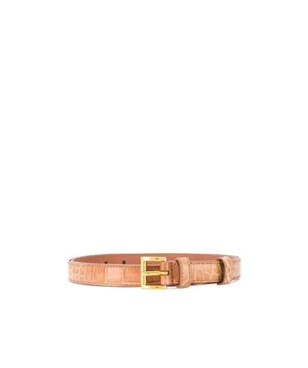 Prada Embossed Slim Belt - Nude