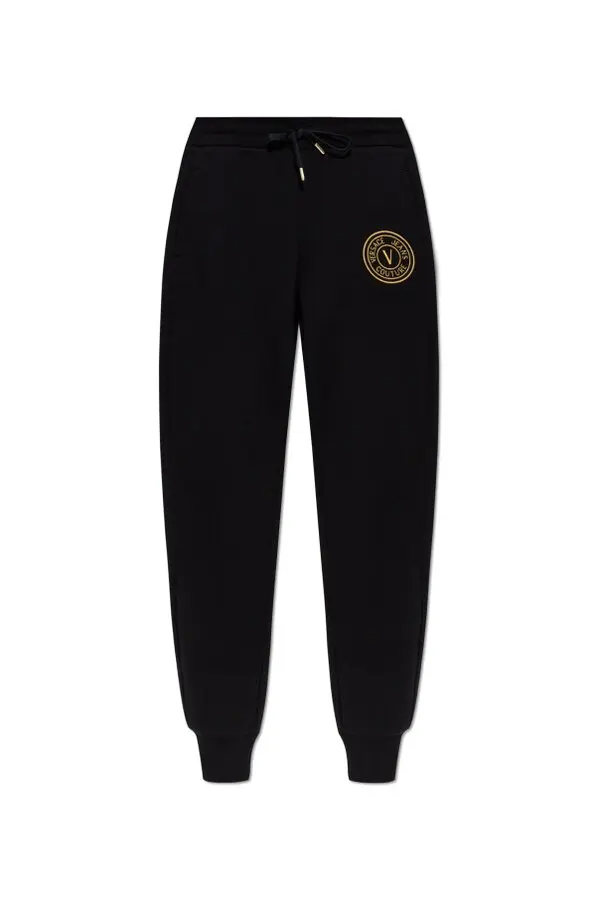 Versace Logo-plaque Drawstring Trousers - Black