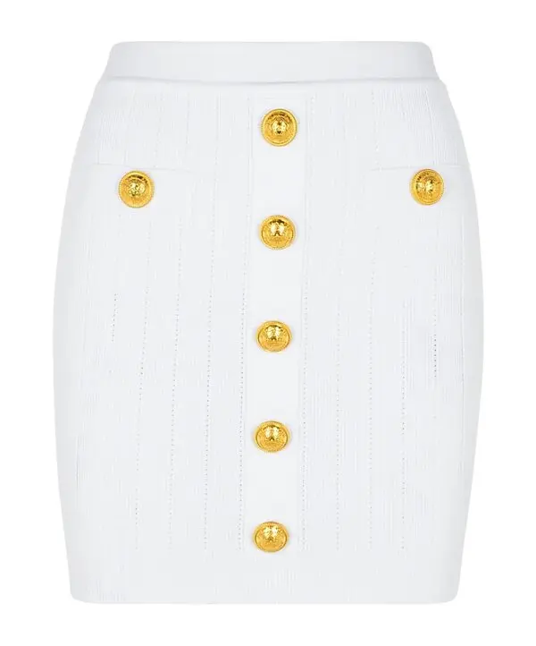 Balmain Button Detailed High-rise Mini Skirt - White