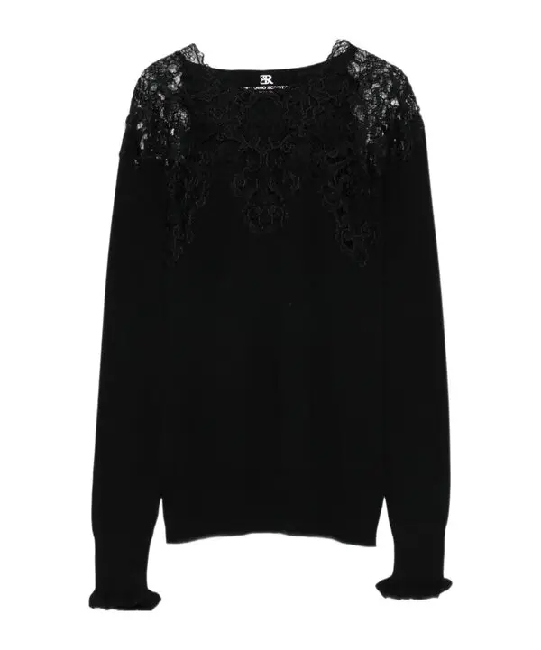 Ermanno Scervino Lace-trimmed Merino Wool T-shirt - Black