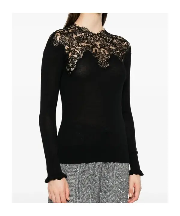 Ermanno Scervino Lace-trimmed Merino Wool T-shirt