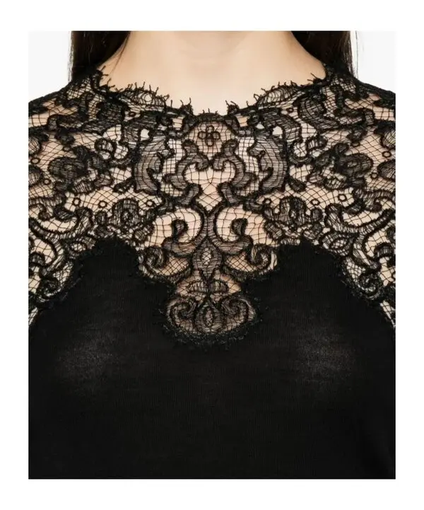 Ermanno Scervino Lace-trimmed Merino Wool T-shirt