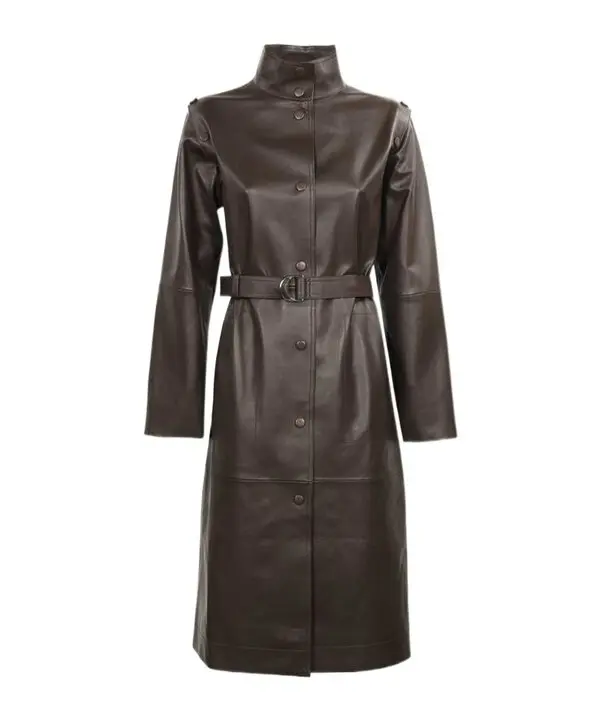 YVES SALOMON Belted Leather Coat - Black