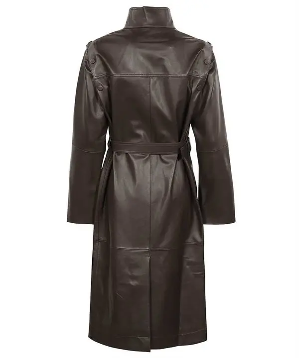 YVES SALOMON Belted Leather Coat - Black