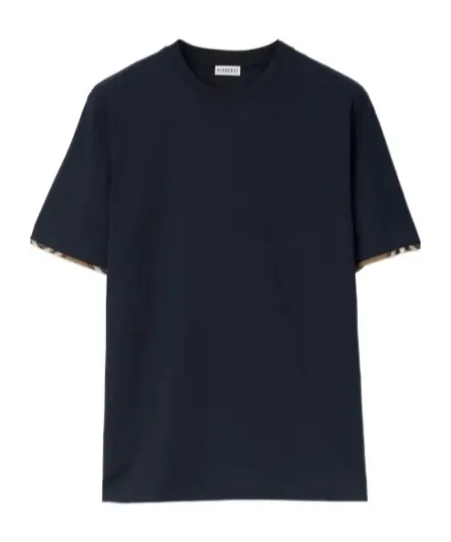 Burberry Check Trim Cotton T-shirt - Black