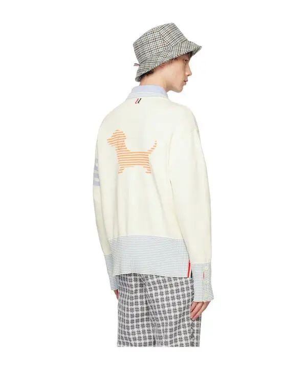 Thom Browne Hector Crew Neck Sweater With Tricolor Splicing