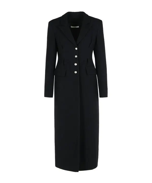 Alessandra Rich Jewel Buttoned Long Sleeve Coat