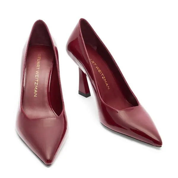 STUART WEITZMAN Vinnie 85 Sculpted Heel Pointed Toe Pumps - Red