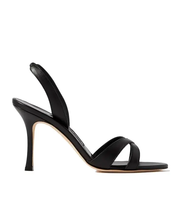 Manolo Blahnik Callasli 90 Leather High-heeled Sandals - Black