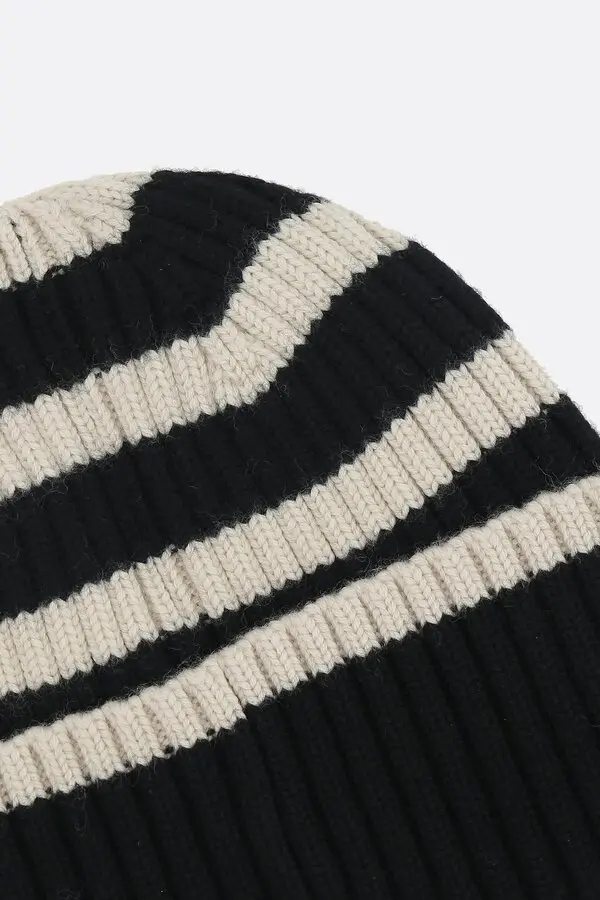 TOTEME Striped Ribbed Knit Beanie