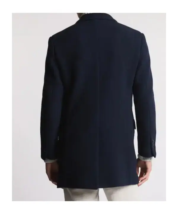 FAY Double-breasted Peak Lapel Coat With Leather Band