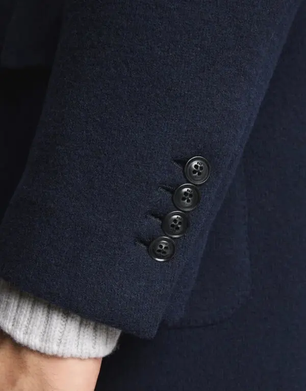 FAY Double-breasted Peak Lapel Coat With Leather Band
