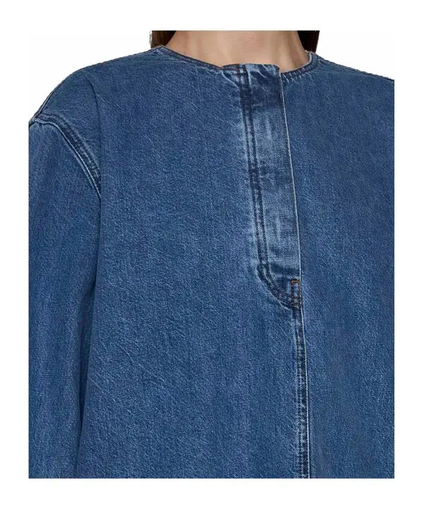 TOTEME Band Collar Buttoned Denim Shirt