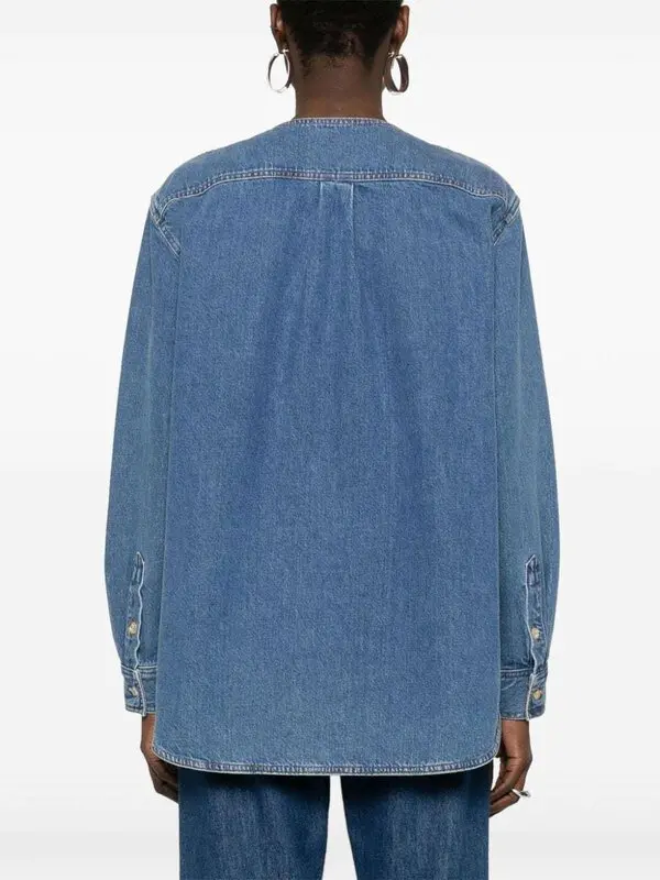 TOTEME Band Collar Buttoned Denim Shirt