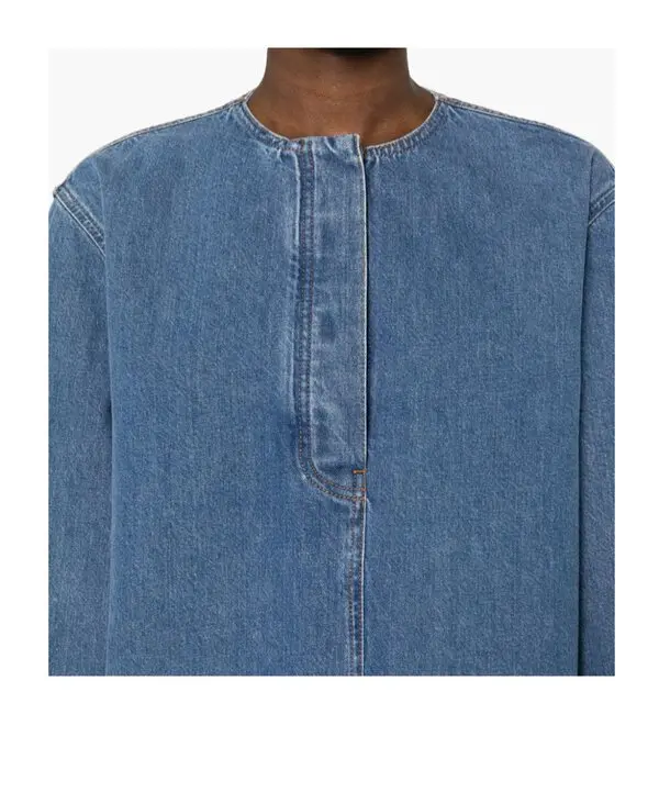TOTEME Band Collar Buttoned Denim Shirt