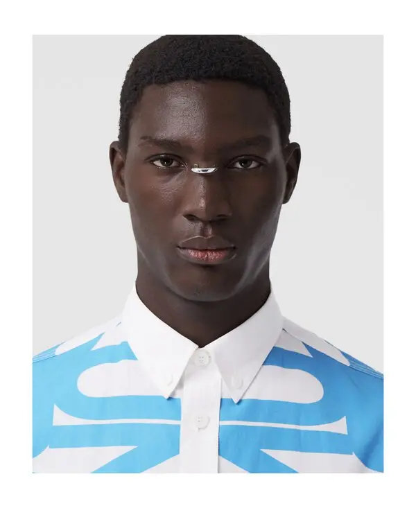 Burberry Allover Printed Buttoned Sleeveless Shirt - Blue