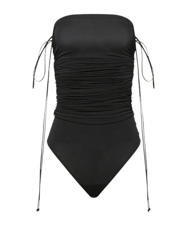 Wolford Fatal Strapless Bodysuit With Drawstring Detail - Black