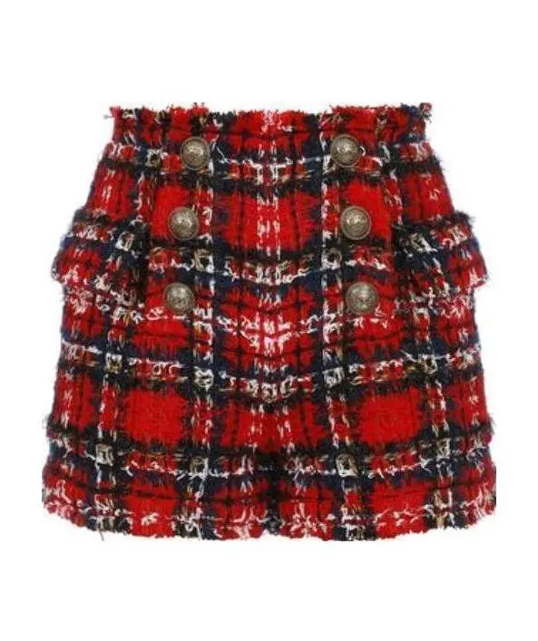 Balmain Frayed Check Tweed Shorts - Multicolor