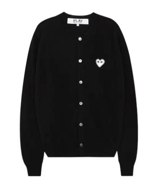 Play Comme Des Garcon Long Sleeve Cardigan - Black