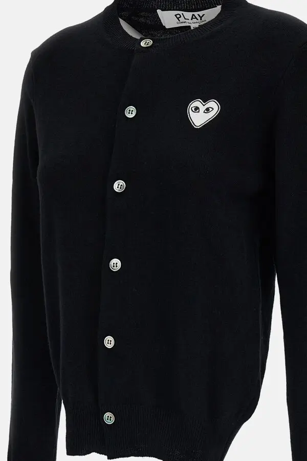 Play Comme Des Garcon Long Sleeve Cardigan - Black