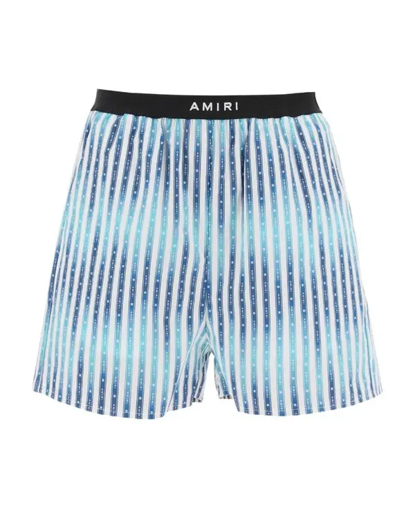Amiri Logo Tape Striped Loose Fit Shorts
