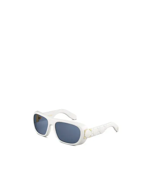 Dior White Acetate Sunglasses With Lenses And Gold Tone Accents - Blue