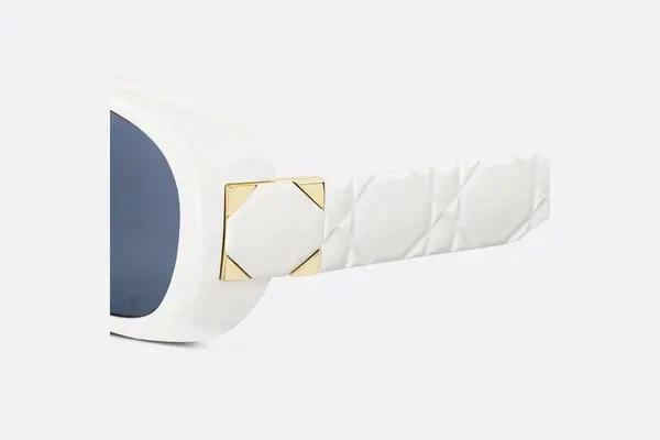 Dior White Acetate Sunglasses With Lenses And Gold Tone Accents - Blue
