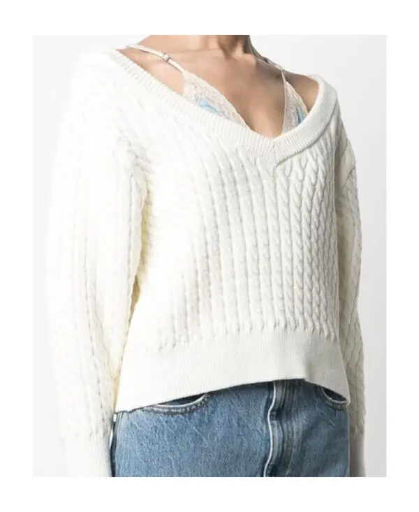 Alexander Wang Off-shoulder Cable Knit Jumper