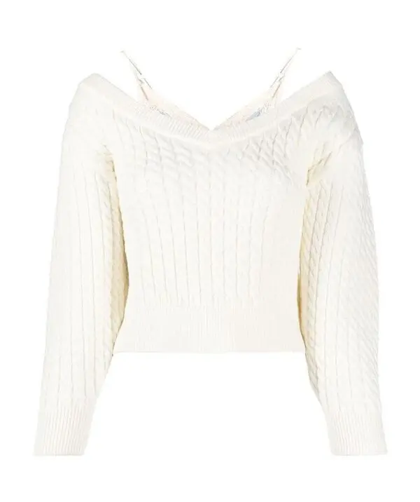 Alexander Wang Off-shoulder Cable Knit Jumper