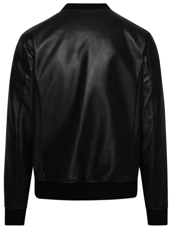 Philipp Plein Embossed Logo Leather Bomber Jacket