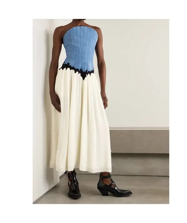 Gabriela Hearst Off-shoulder Dress With Pleated Details