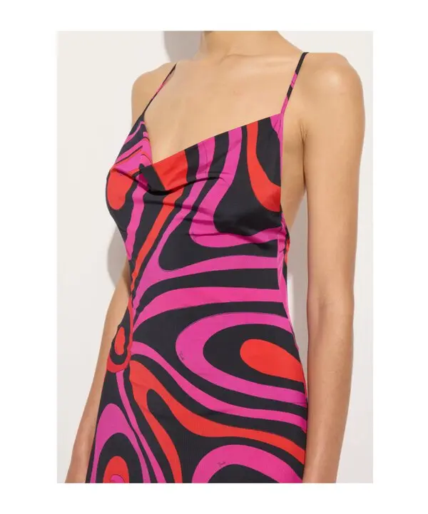 Emilio Pucci Printed Jersey Satin Dress - Black