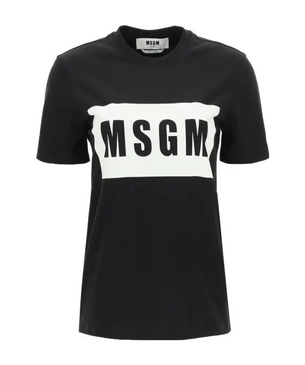 MSGM Logo Printed Crewneck T-shirt - Black